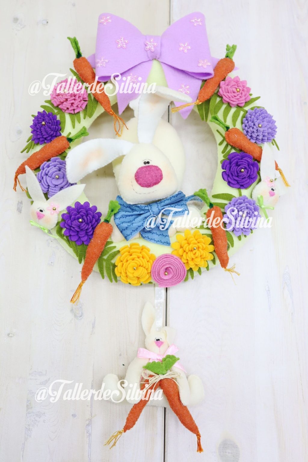 Corona de pascua Conejitos – Kit pascua en paño lency - taller de ...